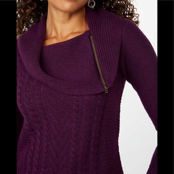 Sweaters | New Zip Cowl Neck Cable Knit Tunic | Poshmark